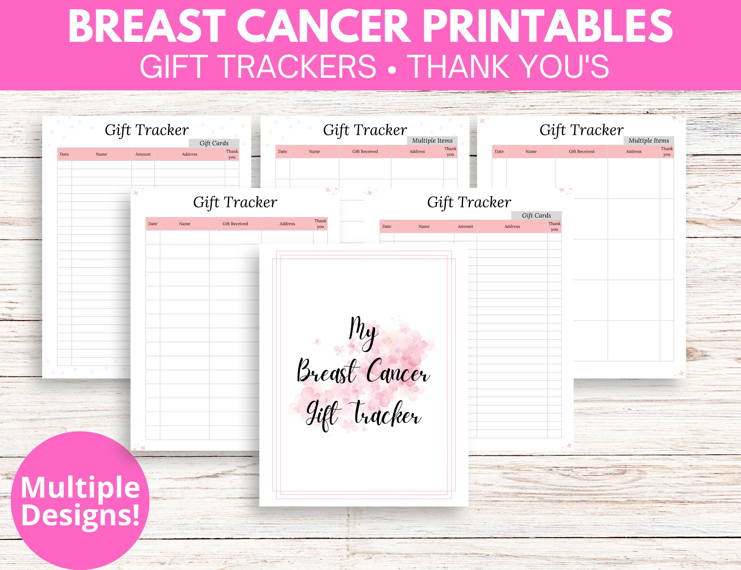 Breast Cancer Printable Tracker Breast Cancer Thank You - Etsy Australia