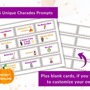 Halloween Charades Printable Game Cards for Kids and Adults, Fun ...