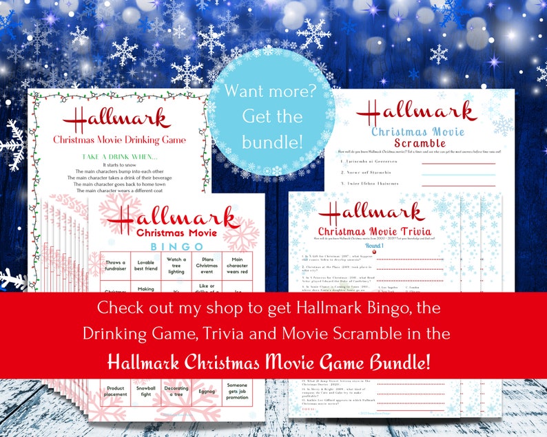 Hallmark Christmas Movie Trivia Game | Hallmark Movie Watching Drinking ...
