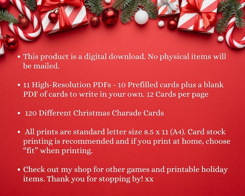 Christmas Charades 120 Cards for All Ages, Adults and Kids Party Game ...