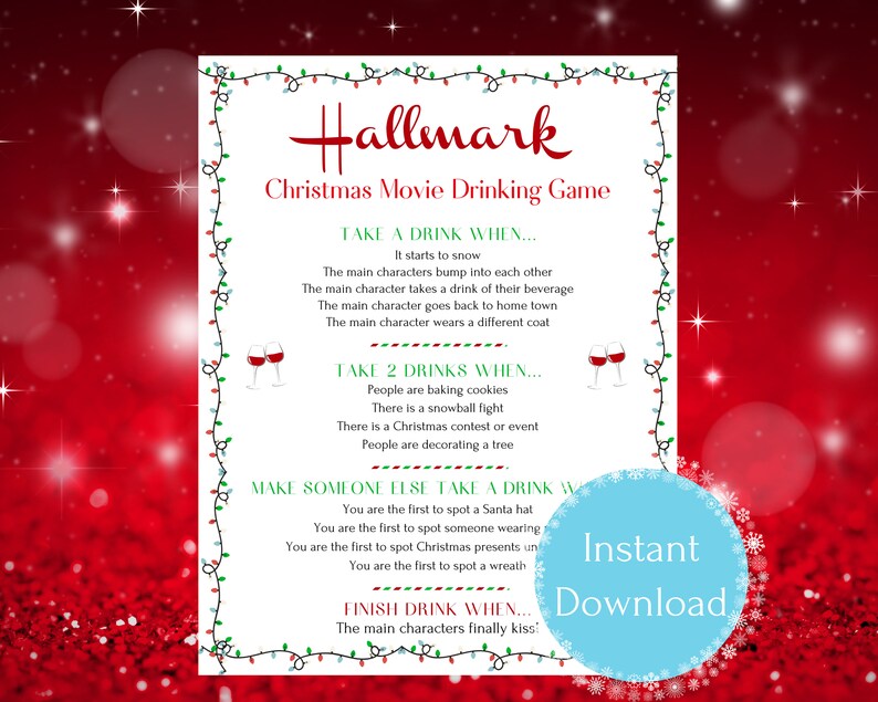 Hallmark Movie Christmas Drinking Game, Holiday Game, Instant Download ...