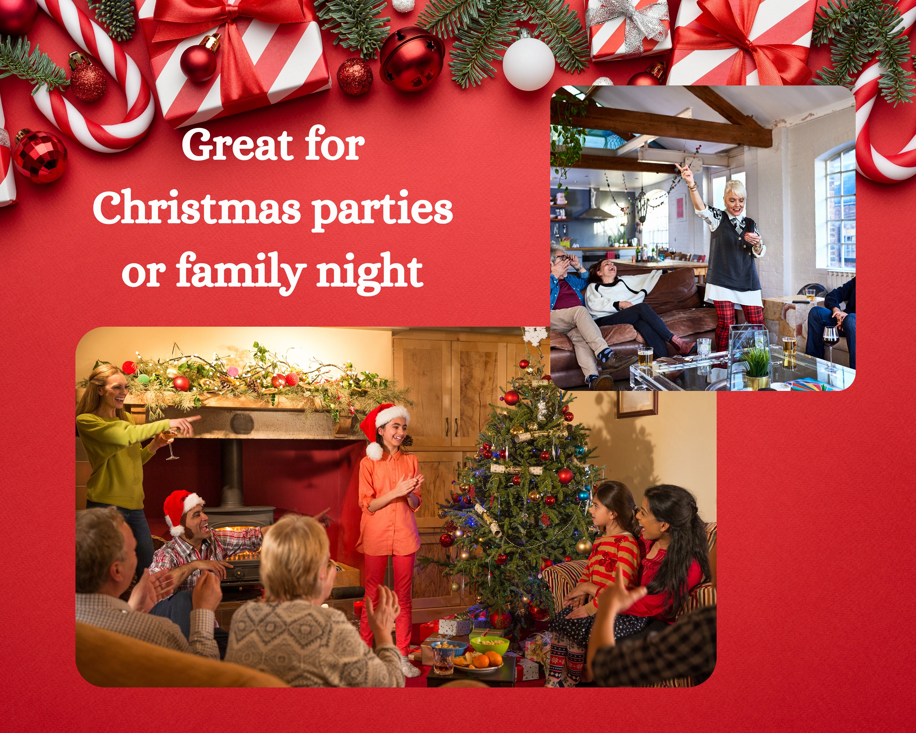 Christmas Charades 120 Cards for All Ages, Adults and Kids Party Game ...