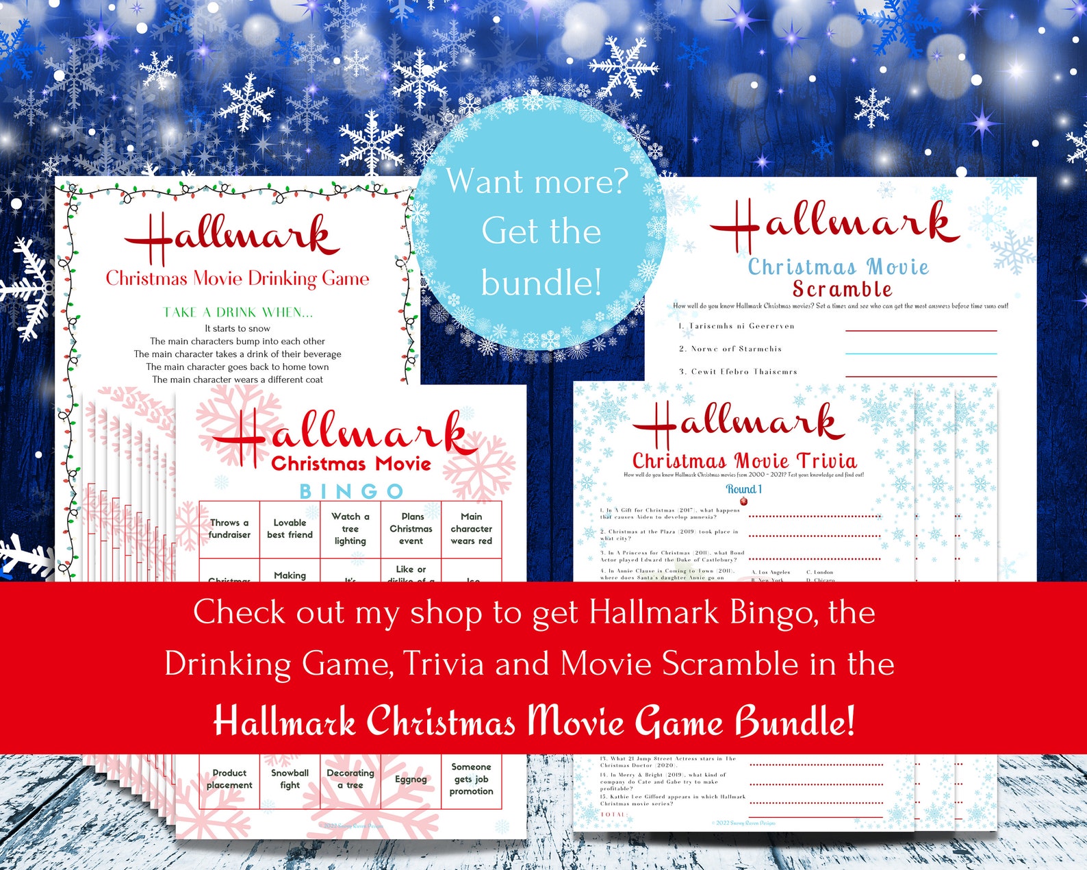 Hallmark Christmas Movie Watching Drinking and Word Scramble Game ...