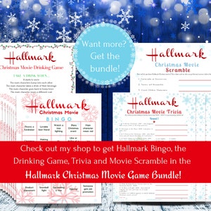 Hallmark Christmas Movie Watching Drinking and Word Scramble Game ...