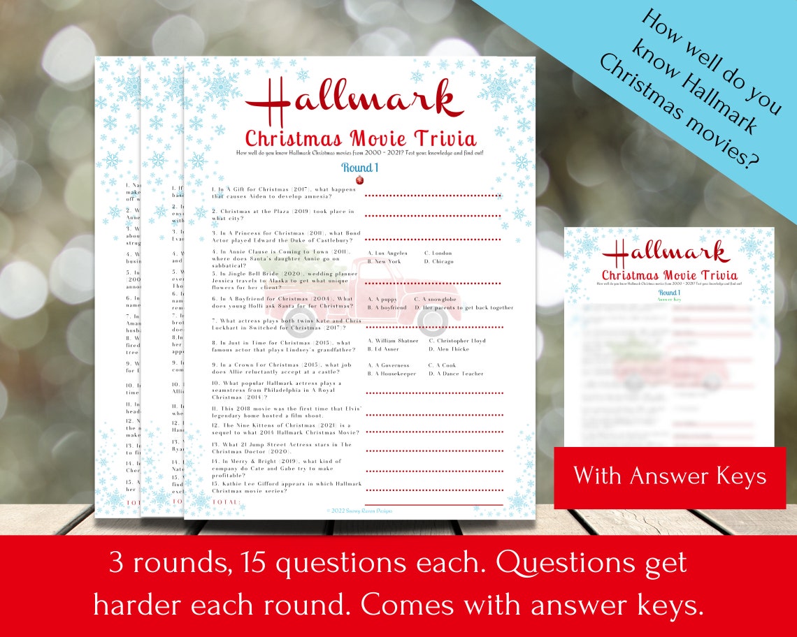 Hallmark Christmas Movie Trivia Game | Hallmark Movie Watching Drinking ...