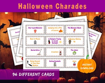 Printable PDF Halloween Charades Party Game Idea - Etsy