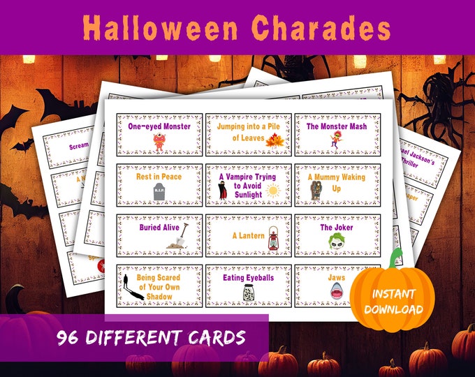 Printable PDF Halloween Charades Party Game Idea - Etsy