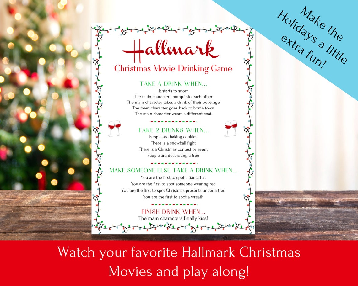 Hallmark Movie Christmas Drinking Game, Holiday Game, Instant Download ...