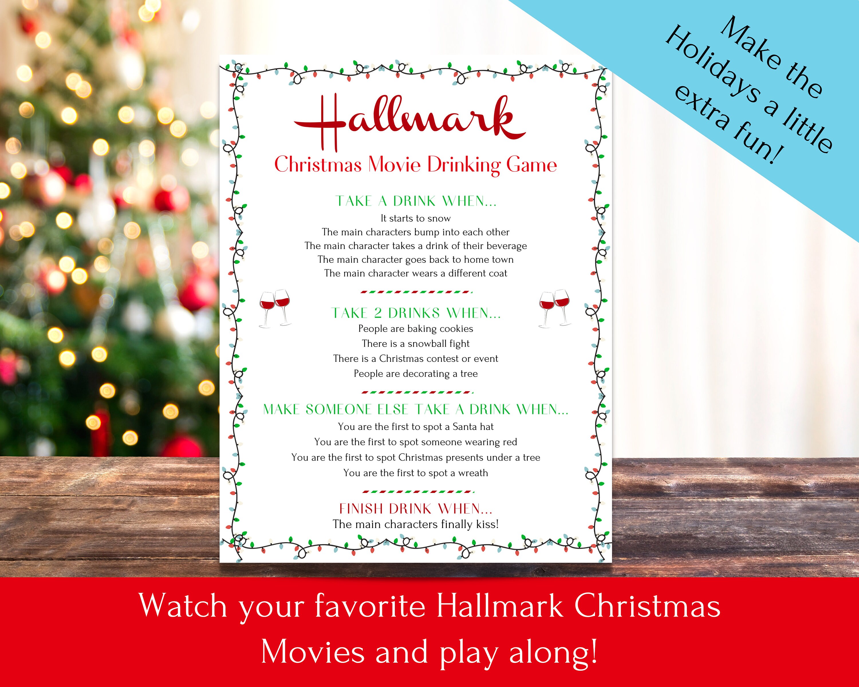 Hallmark Movie Christmas Drinking Game, Holiday Game, Instant Download ...