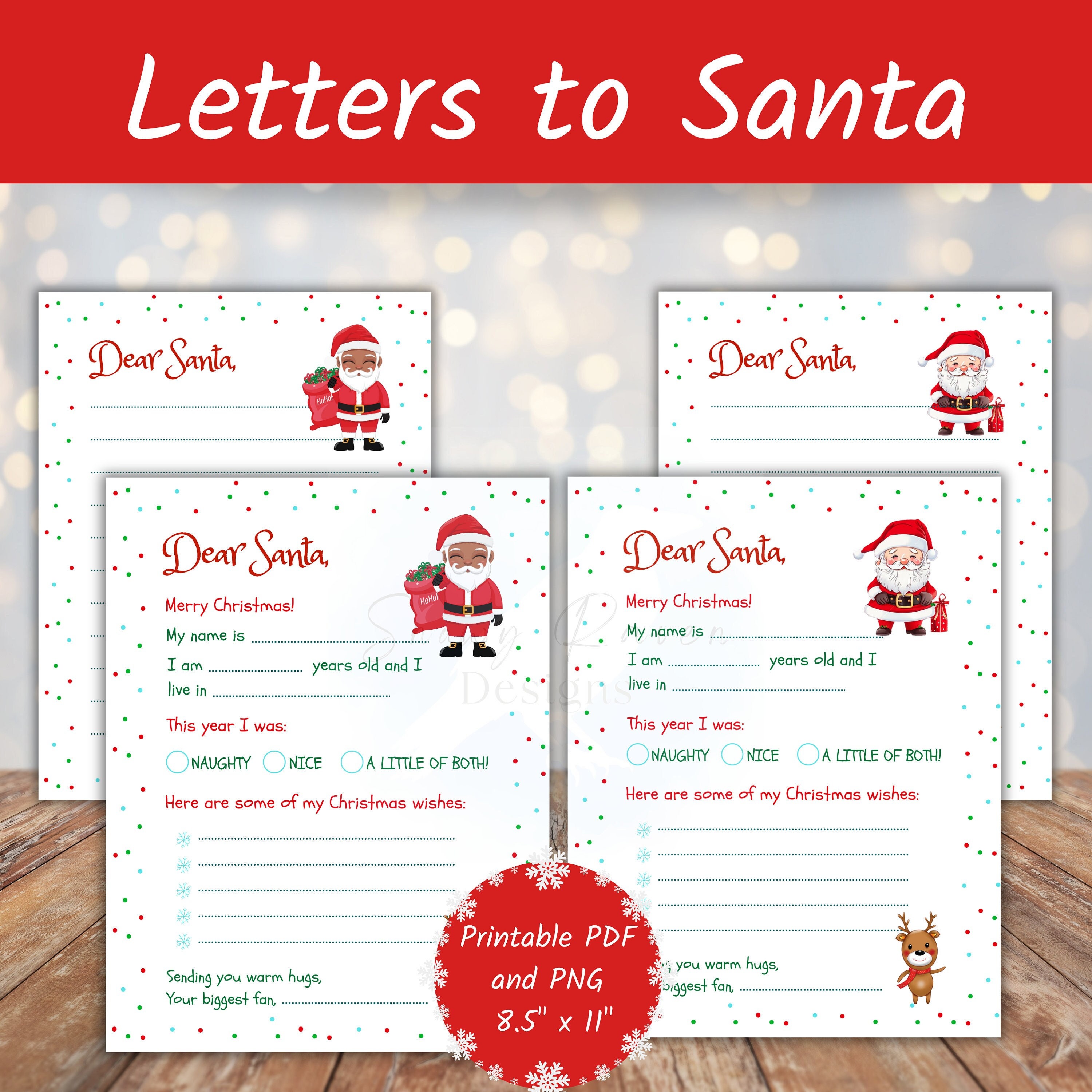 Kids Letter to Santa Printable Download, Christmas Wish List, Dear ...