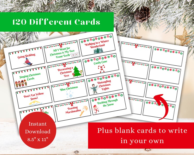 Christmas Charades 120 Cards for All Ages, Adults and Kids Party Game ...