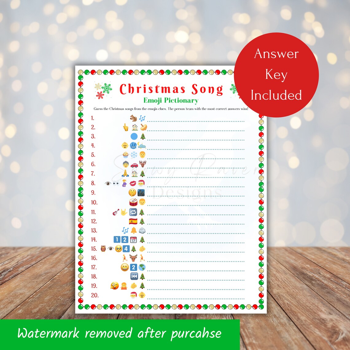 Christmas Songs Emoji Pictionary Printable Game, Fun Family Game ...