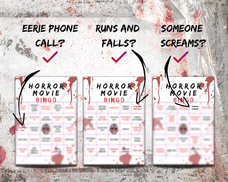 Horror Movie Bingo for Movie Watching Night | Halloween Party Game ...