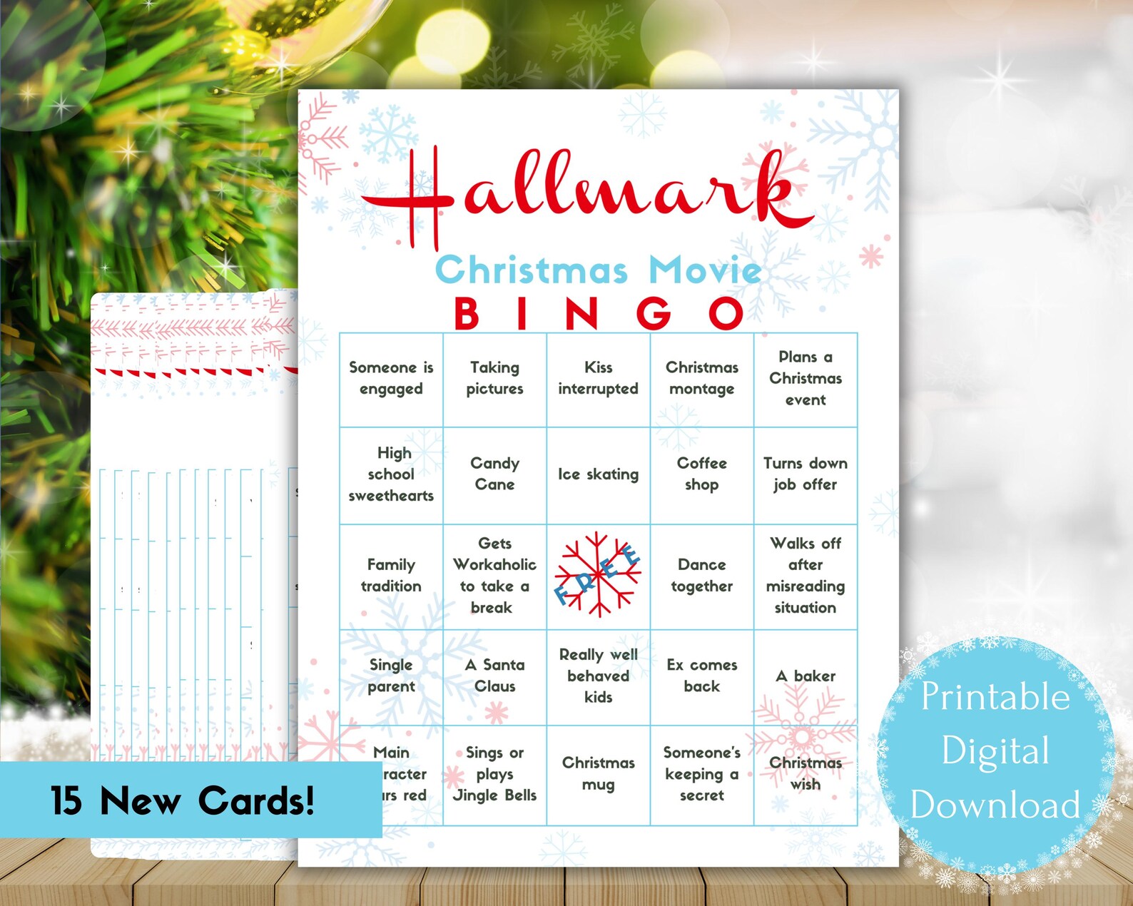 Hallmark Christmas Movie Bingo Game, Countdown to Christmas, Holiday ...