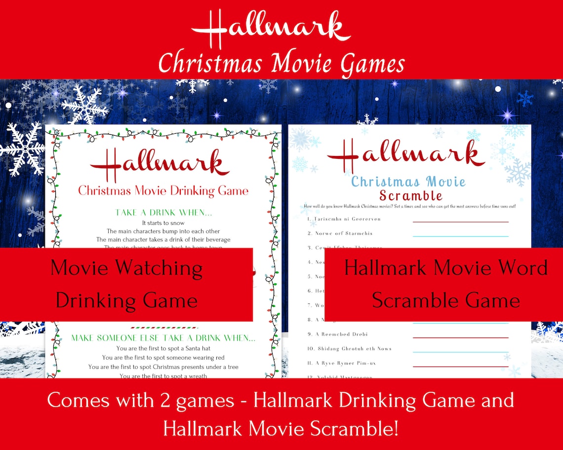 Hallmark Christmas Movie Watching Drinking and Word Scramble Game ...