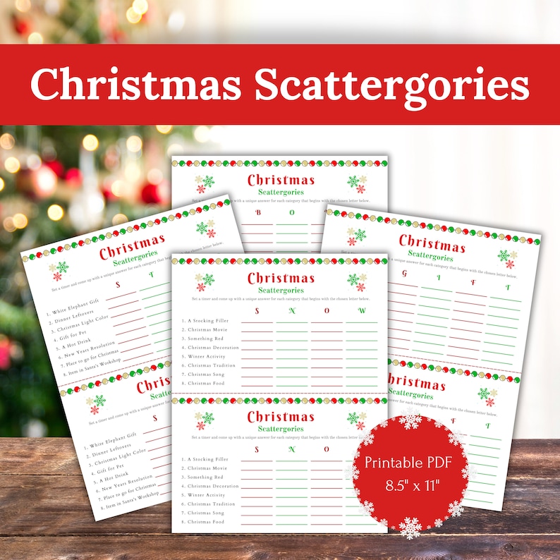 Christmas Scattergories Party Game, Instant Download, Holiday Office ...