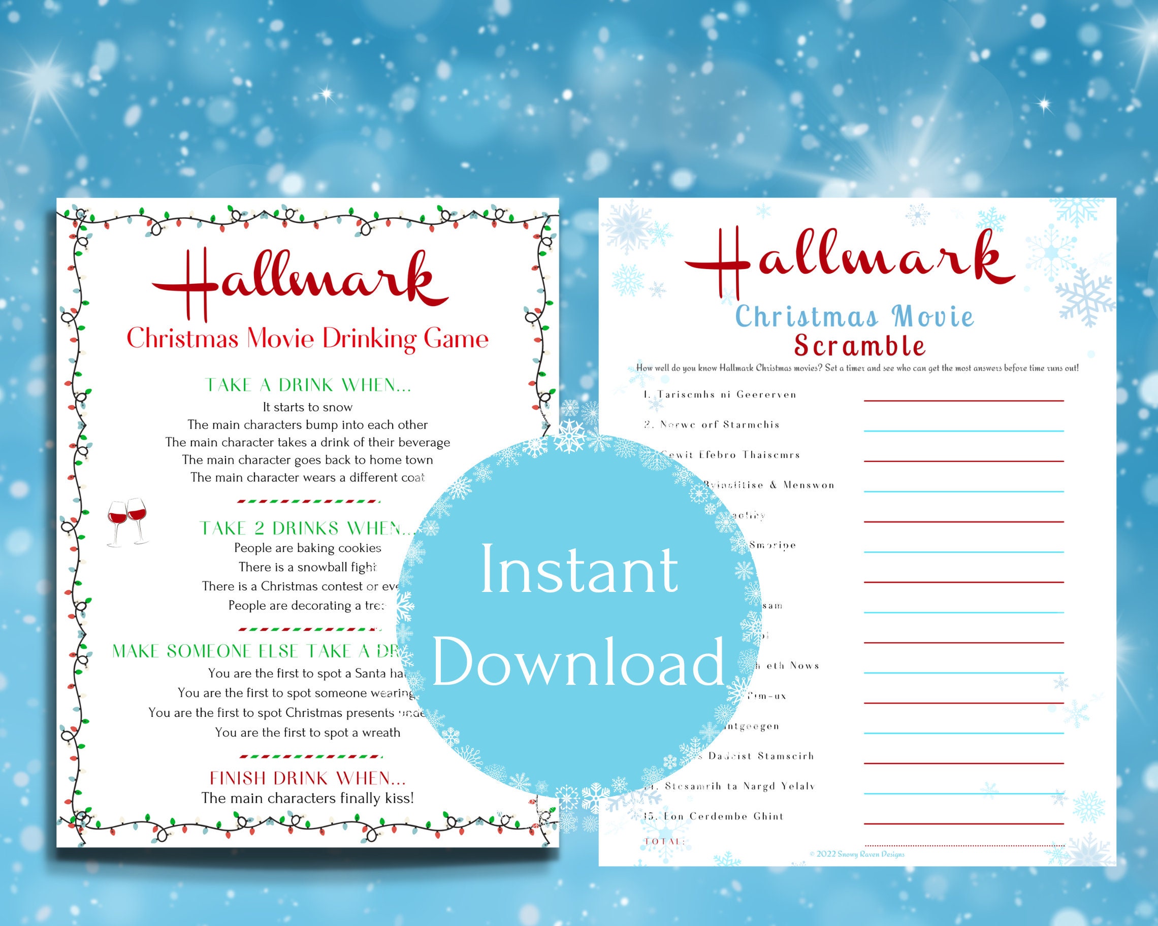 Hallmark Christmas Movie Watching Drinking and Word Scramble Game ...