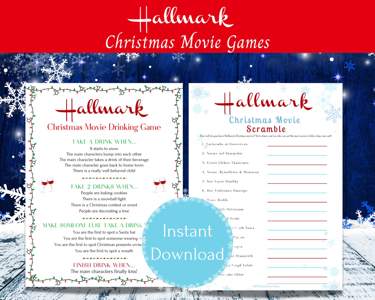 Hallmark Christmas Movie Watching Drinking and Word Scramble Game ...