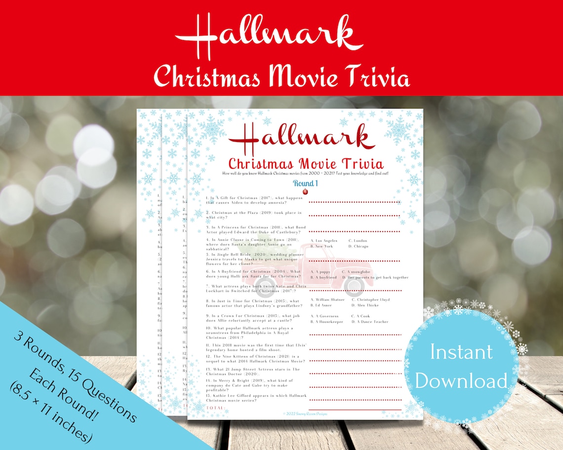 Hallmark Christmas Movie Trivia Game Hallmark Movie Watching - Etsy