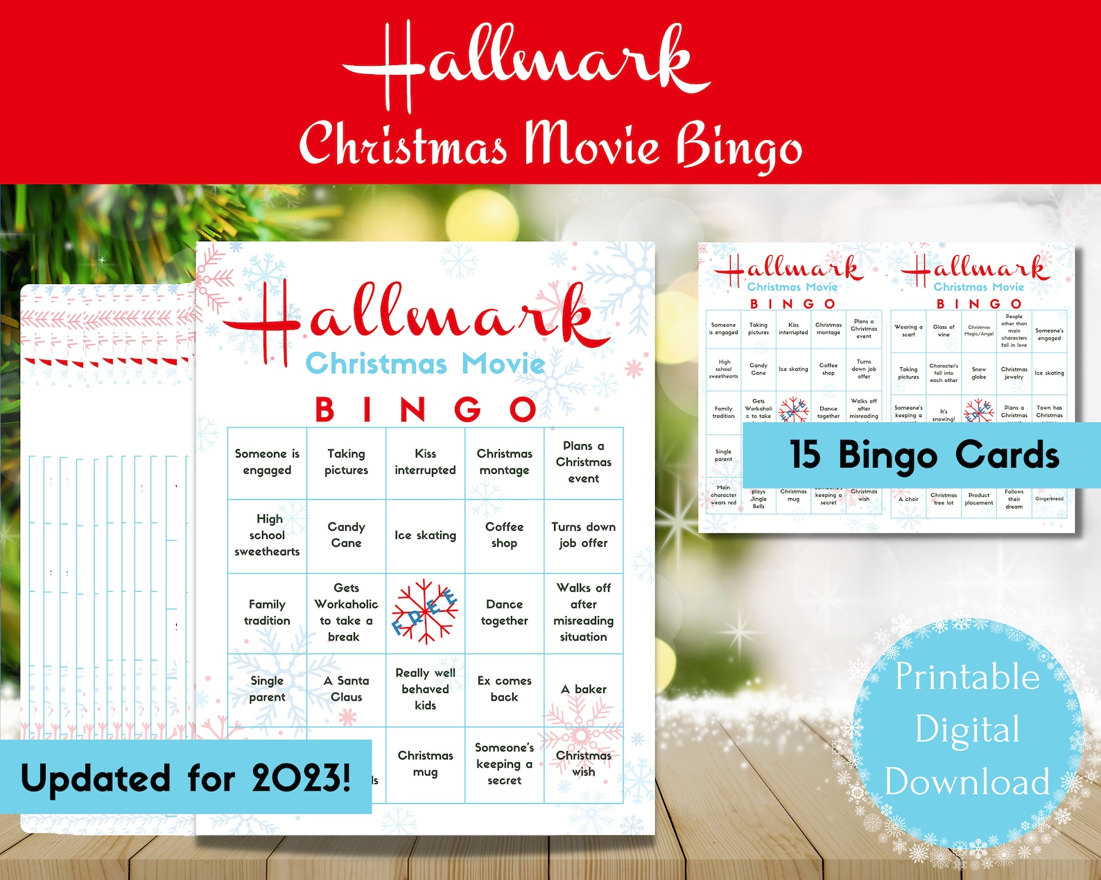 Hallmark Christmas Movie Bingo Game, Countdown to Christmas, Holiday ...