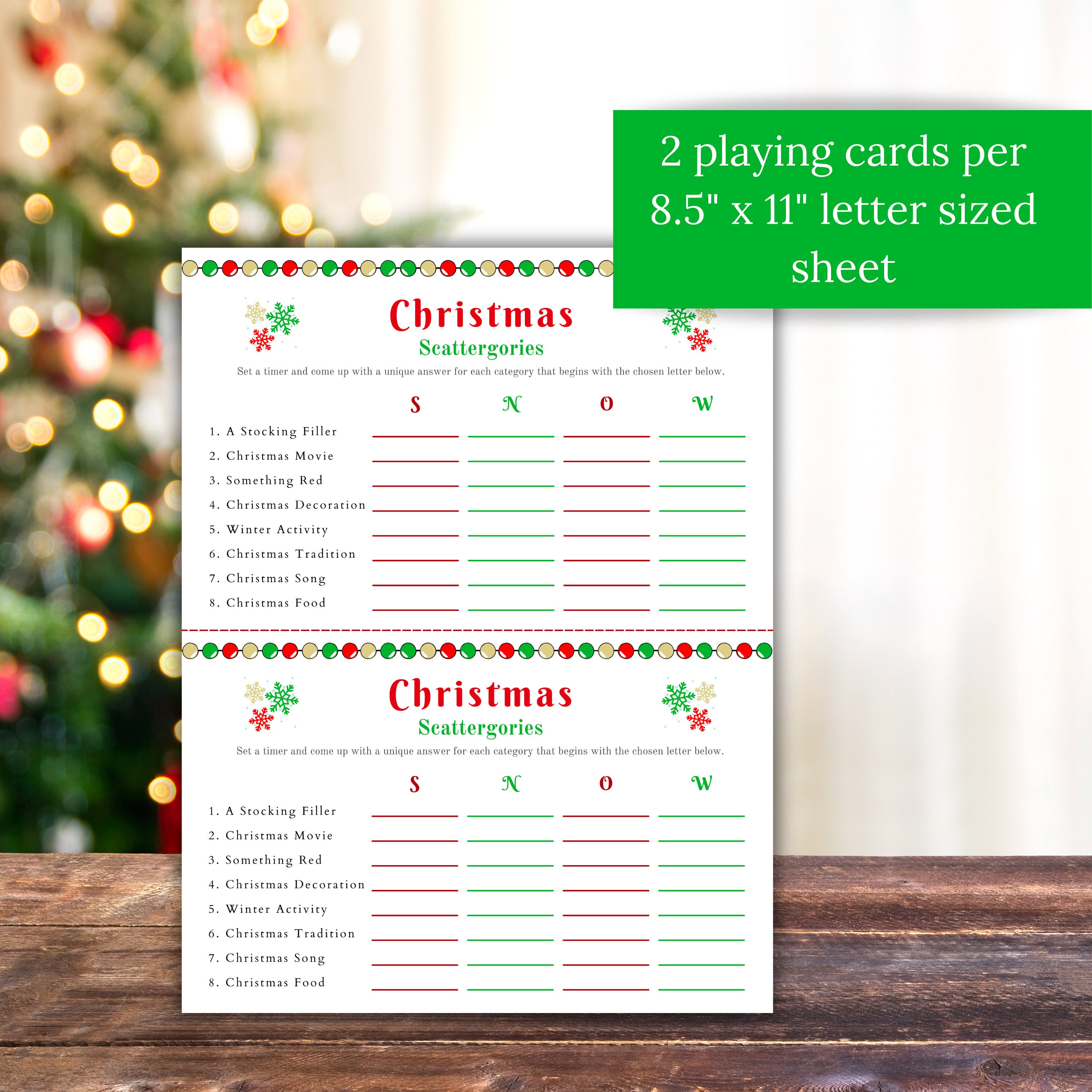 Christmas Scattergories Party Game, Instant Download, Holiday Office ...