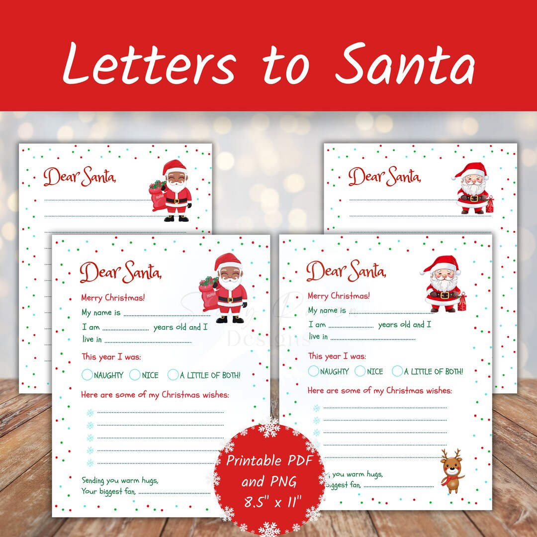 Kids Letter to Santa Printable Download, Christmas Wish List, Dear ...