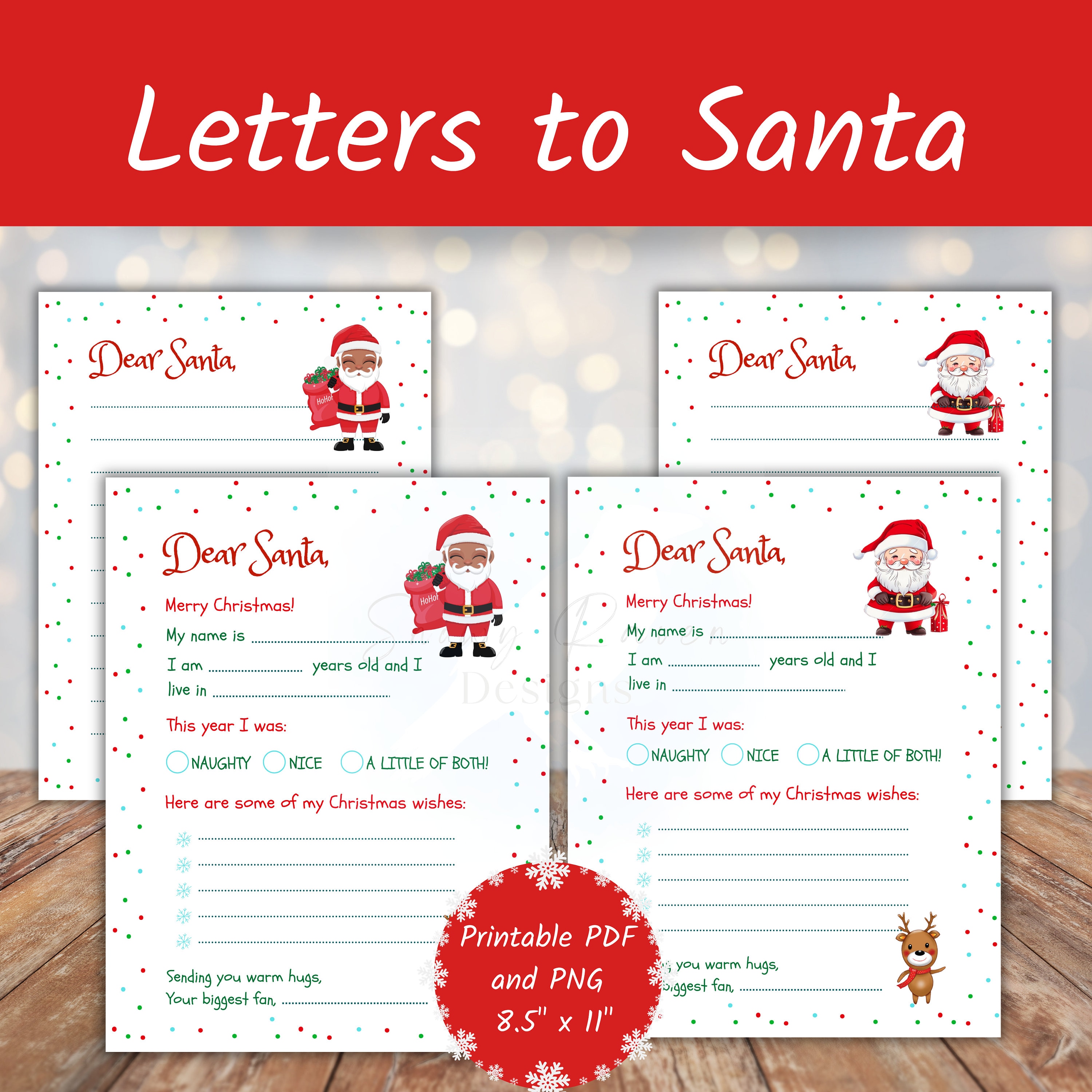 Kids Letter to Santa Printable Download, Christmas Wish List, Dear ...