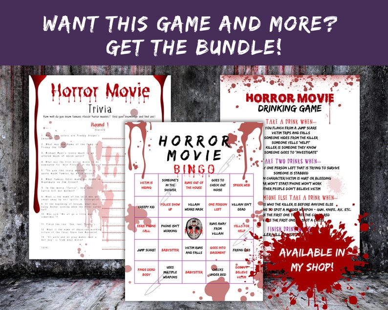 Horror Movie Watching Drinking Game, Fun Halloween Party Ideas, Scary ...