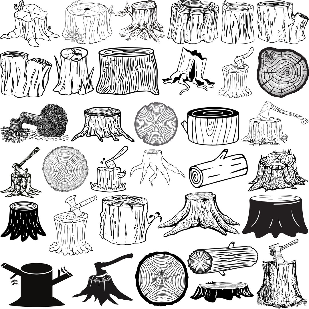 Tree Stump SVG Bundle, Tree Stump Clipart, Wood Log Svg, Tree Stump ...