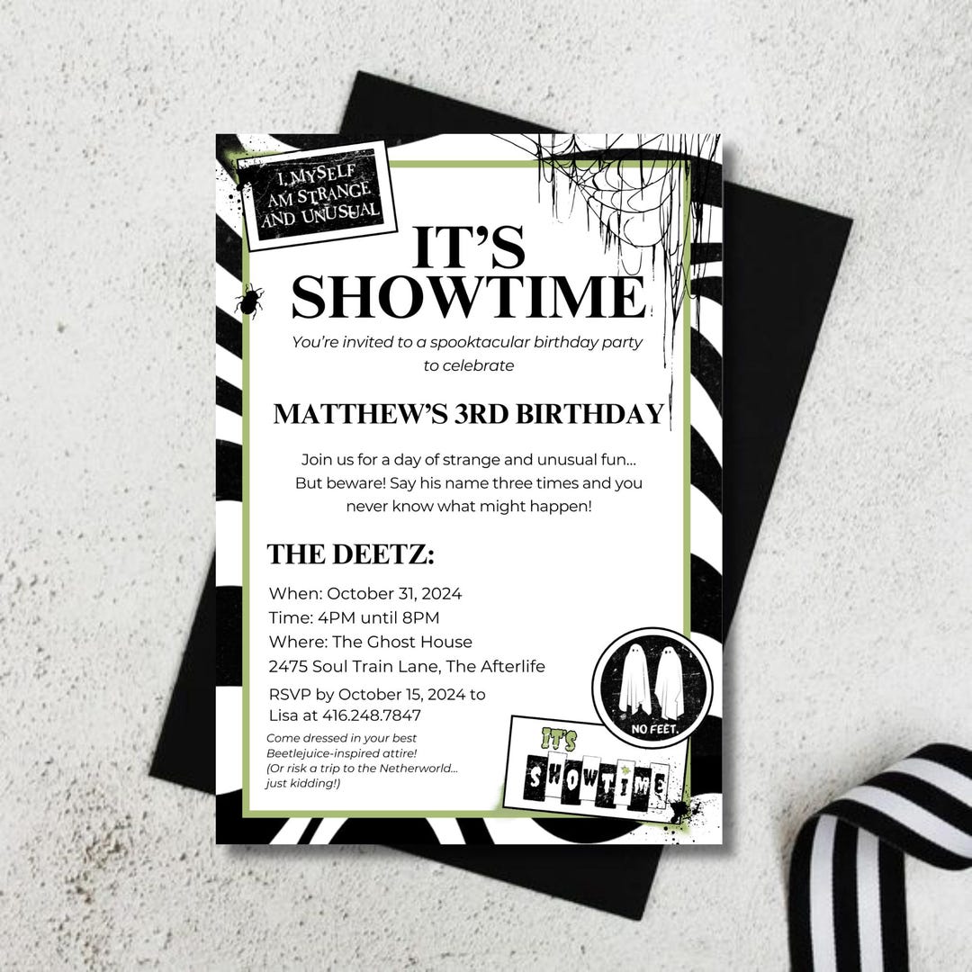 Beetle Birthday Invitation, Its Showtime Birthday, Halloween Birthday ...