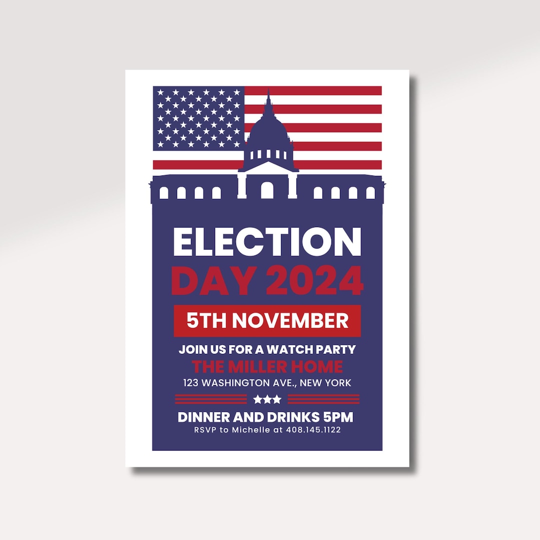 Election Watch Party Invitation, 2024 Election Party, Election Day ...