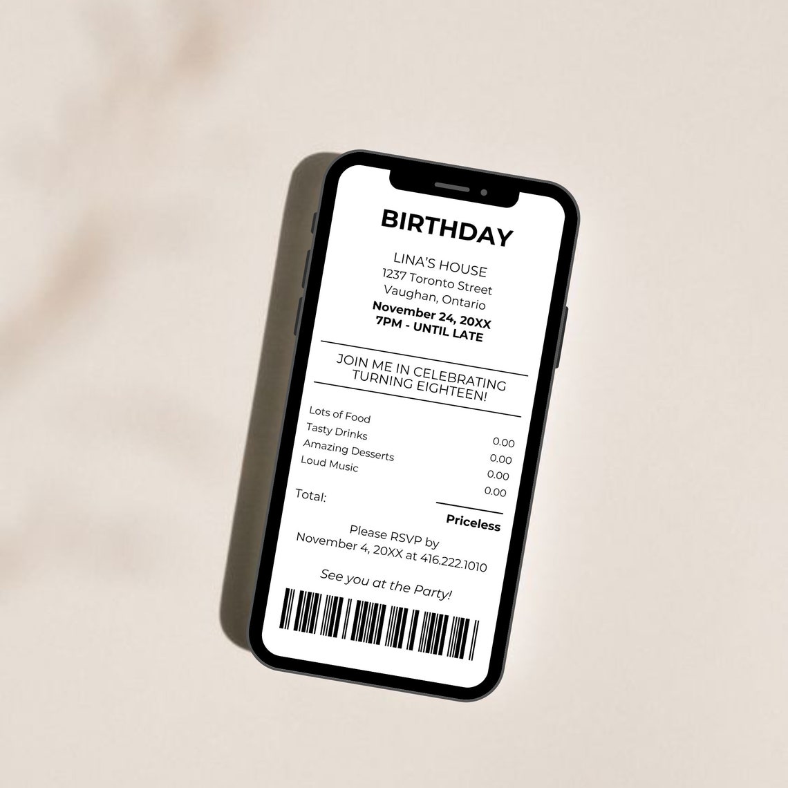 Editable Birthday Receipt Invitation Template (canva) - Etsy