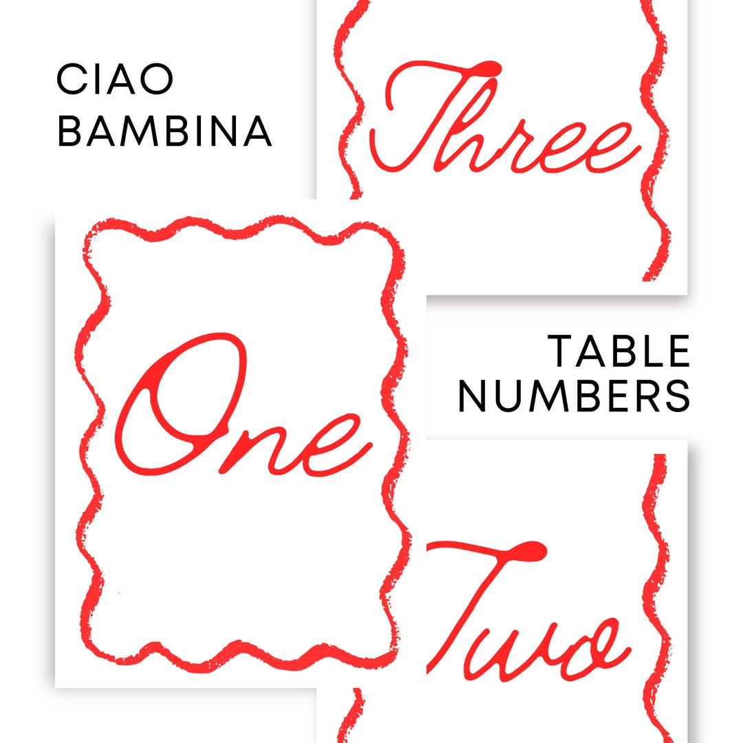 Baby Shower Table Numbers, Ciao Bambina Table Number Template, Wavy ...
