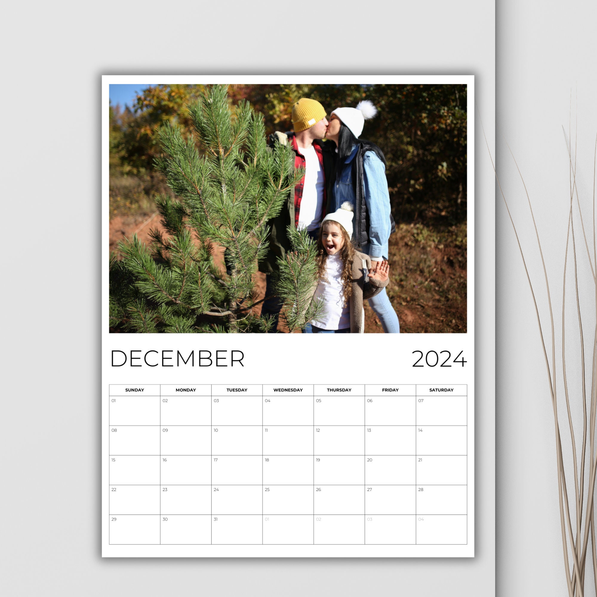 Printable 2024 Calendar Canva Template, Customizable Photo Monthly ...