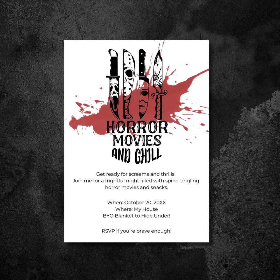 Halloween Horror Movie Night Invitation: Spooky Canva Template (7x5 ...
