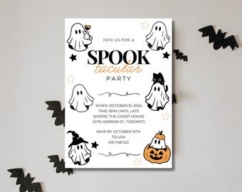 Spooky Ghost Halloween Party Invitation: Editable Canva Template - Etsy