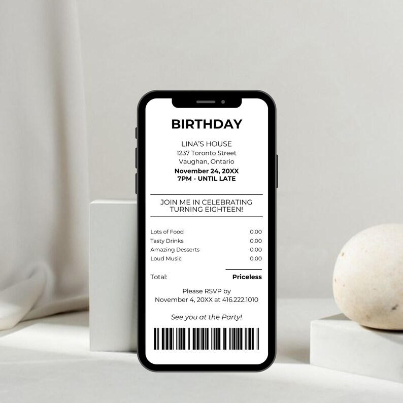 Editable Birthday Receipt Invitation Template (canva) - Etsy