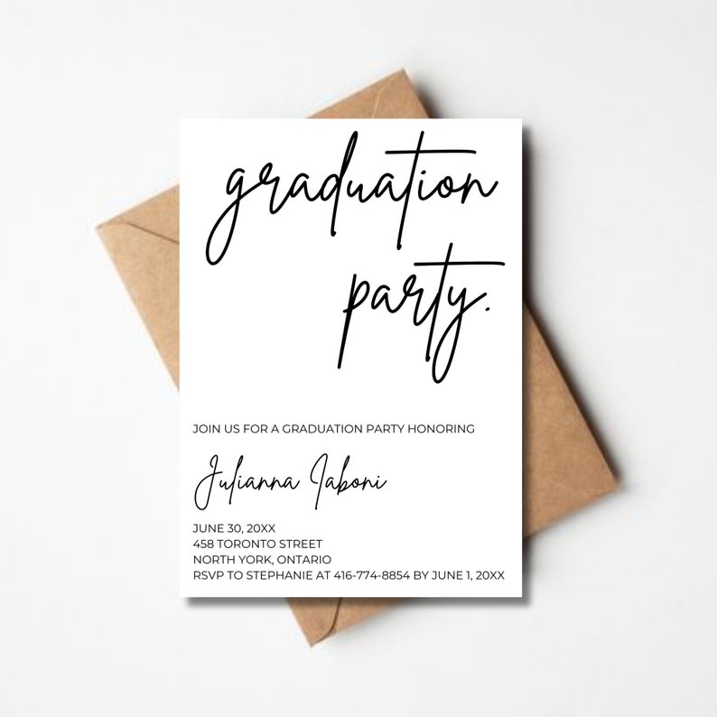 Modern Black and White Graduation Party Invitation (digital) - Etsy