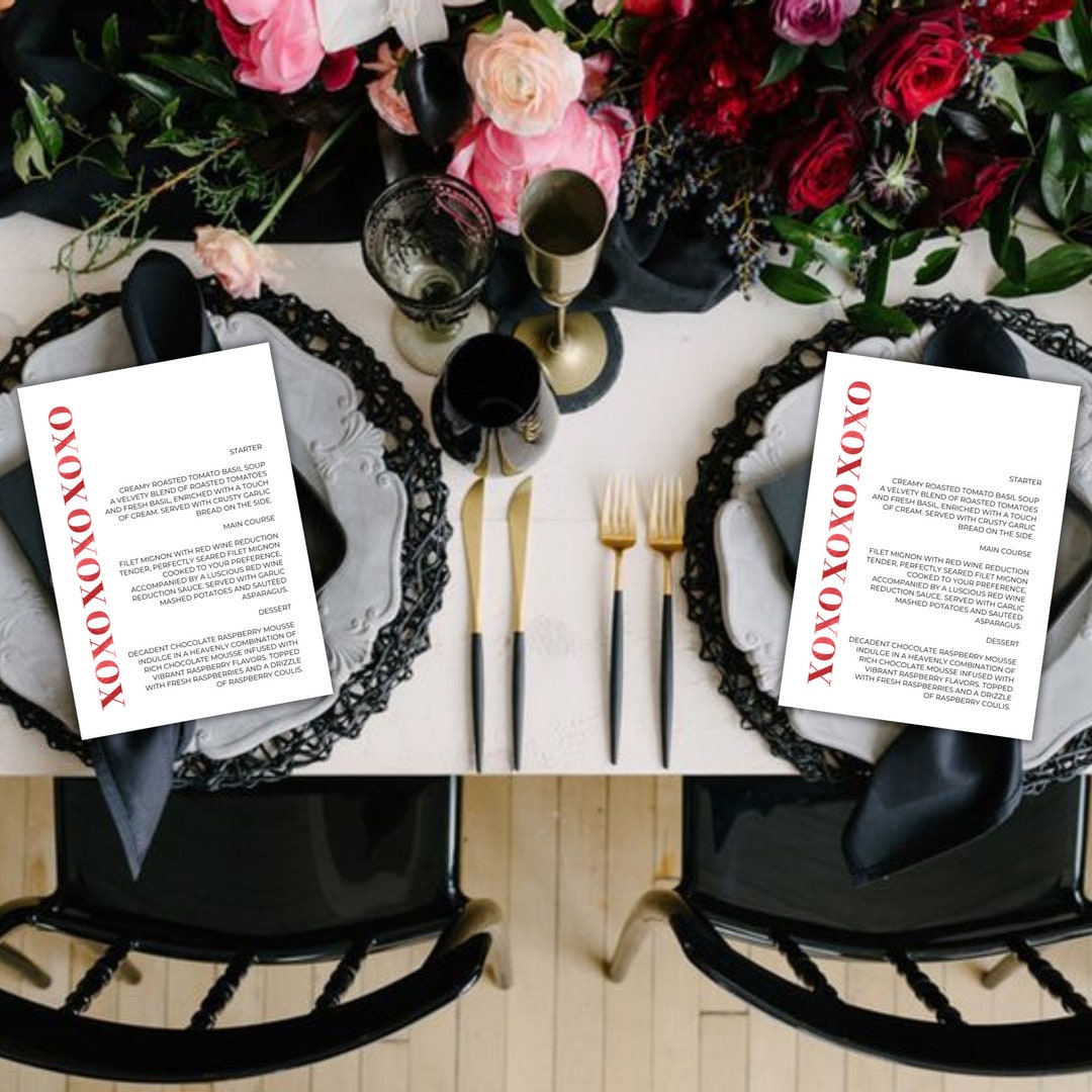 Valentines Day Menu Card Template, Valentine's Day Menu, Dinner Menu ...