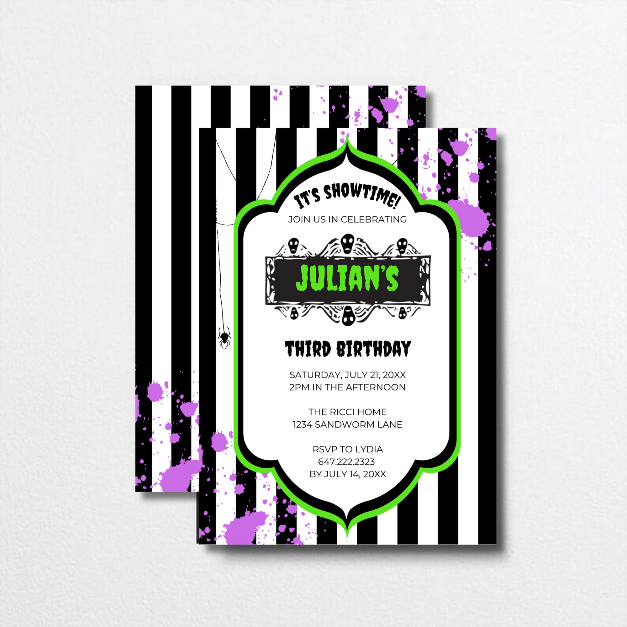 Beetle Birthday Invitation: Spooky Showtime Theme (editable Canva ...