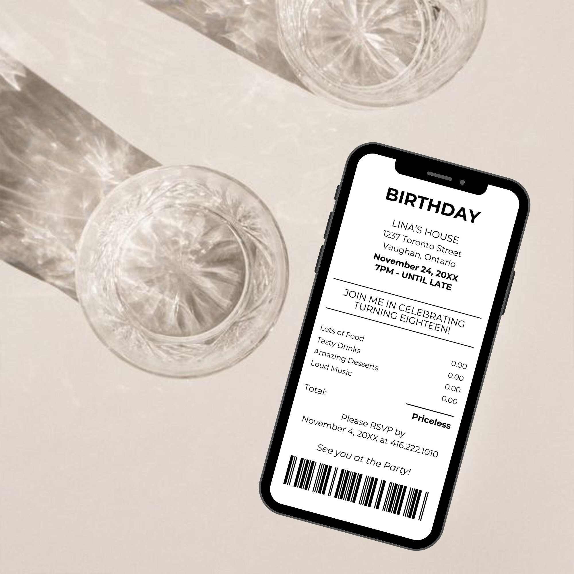 Editable Birthday Receipt Invitation Template (canva) - Etsy