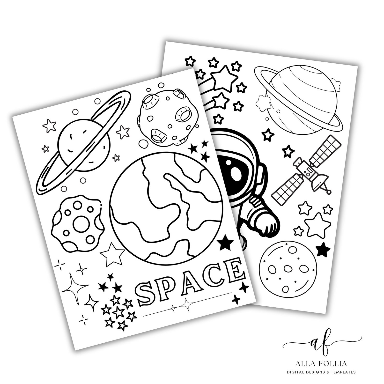 Space Theme Coloring Pages: Birthday Party Activity (PDF Pattern) - Etsy