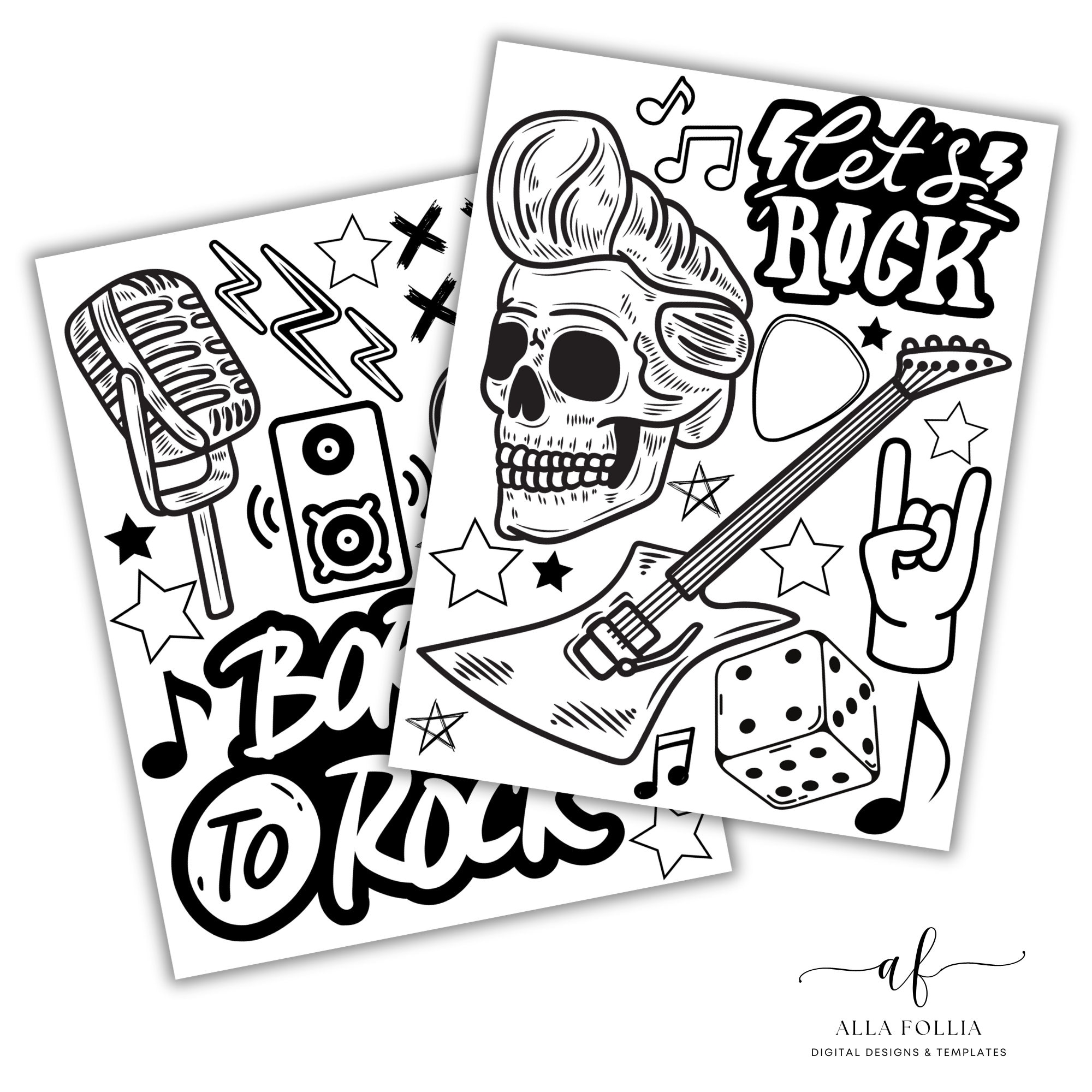 Bad Two the Bone Theme Coloring Pages, Rock and Roll Birthday Coloring ...