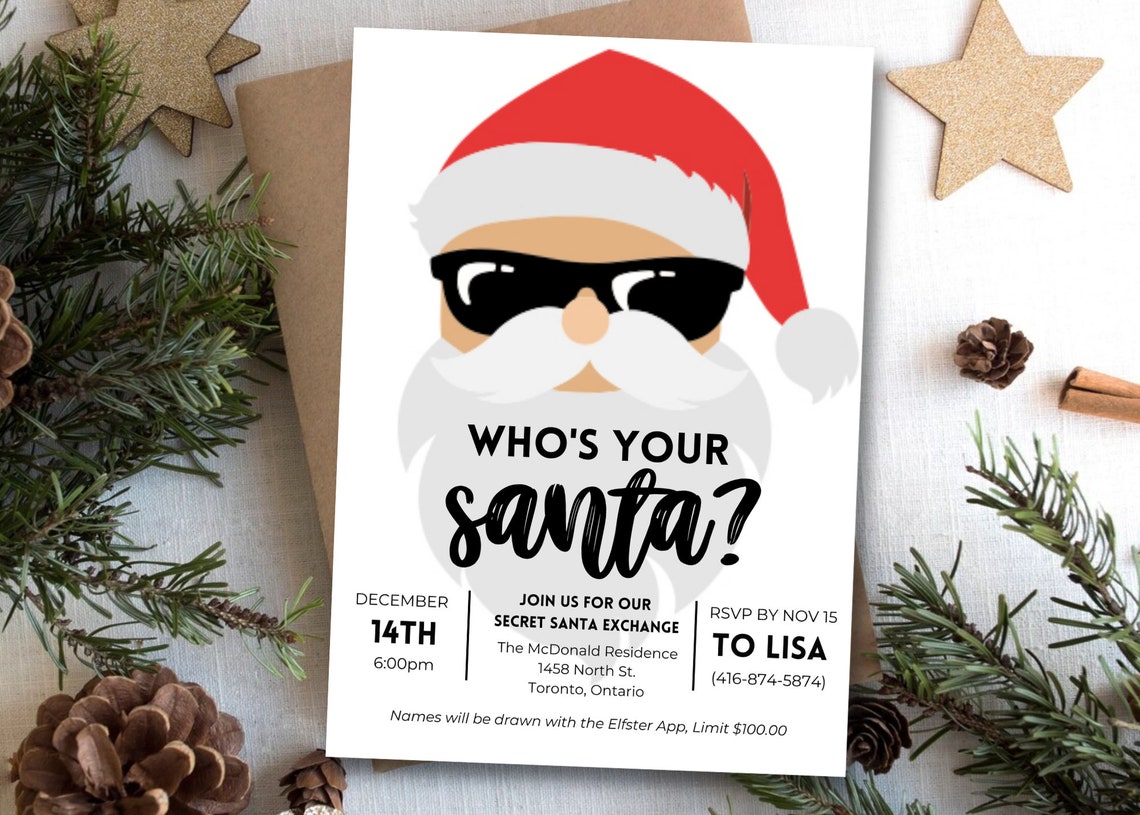 Secret Santa Invitation Kris Kringle Gift Exchange Digital - Etsy