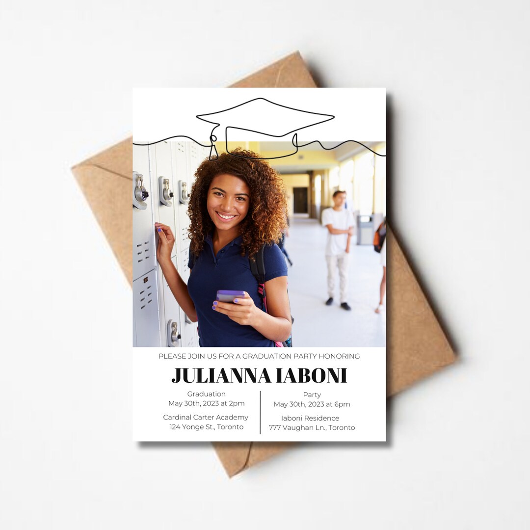 Modern Graduation Invitation, Photo Graduation Announcements ...