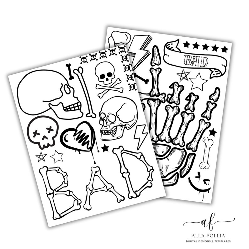 Bad Two the Bone Theme Coloring Pages, Birthday Coloring Sheets - Etsy