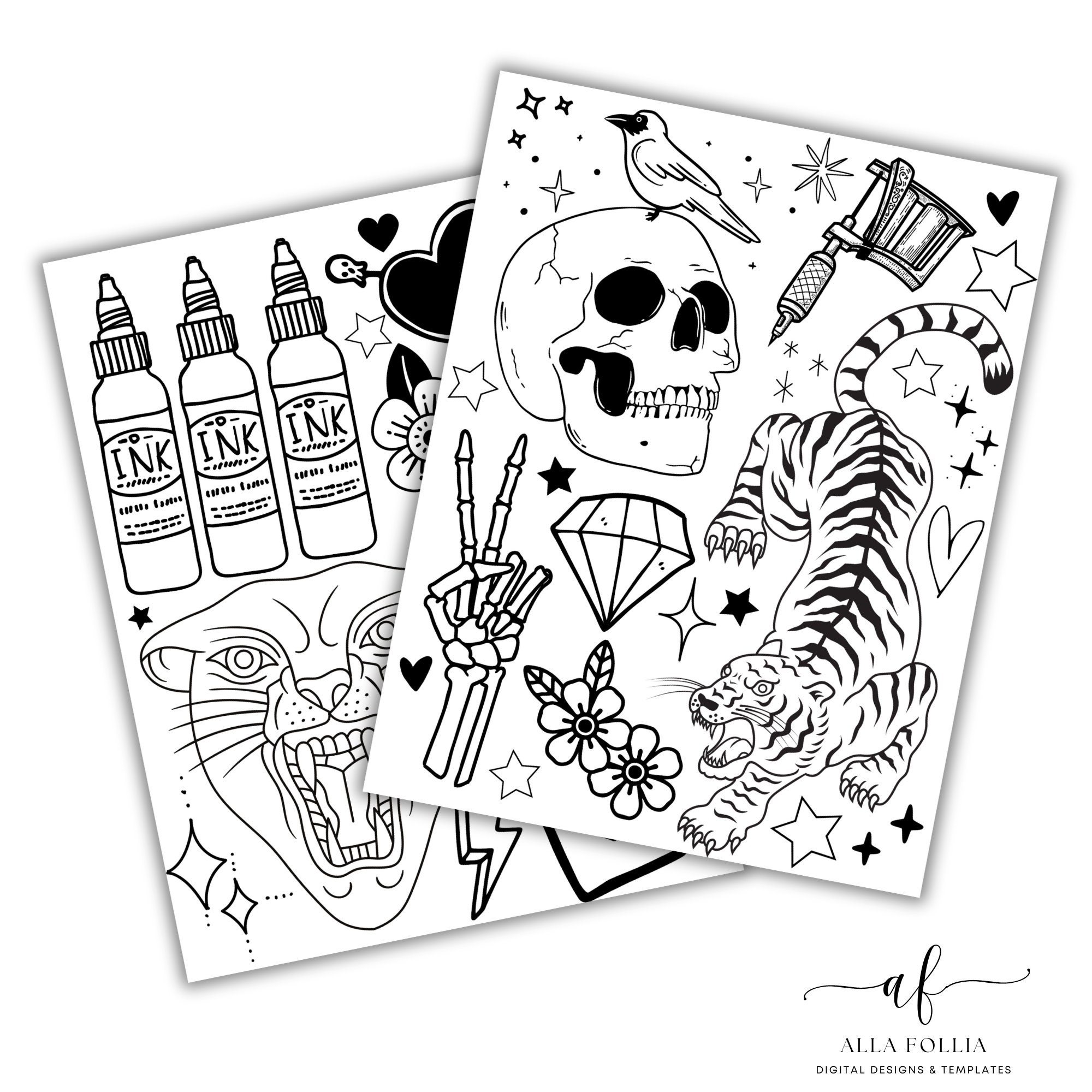 Tattoo Theme Coloring Pages, Bad Two the Bone Birthday Coloring Sheets ...