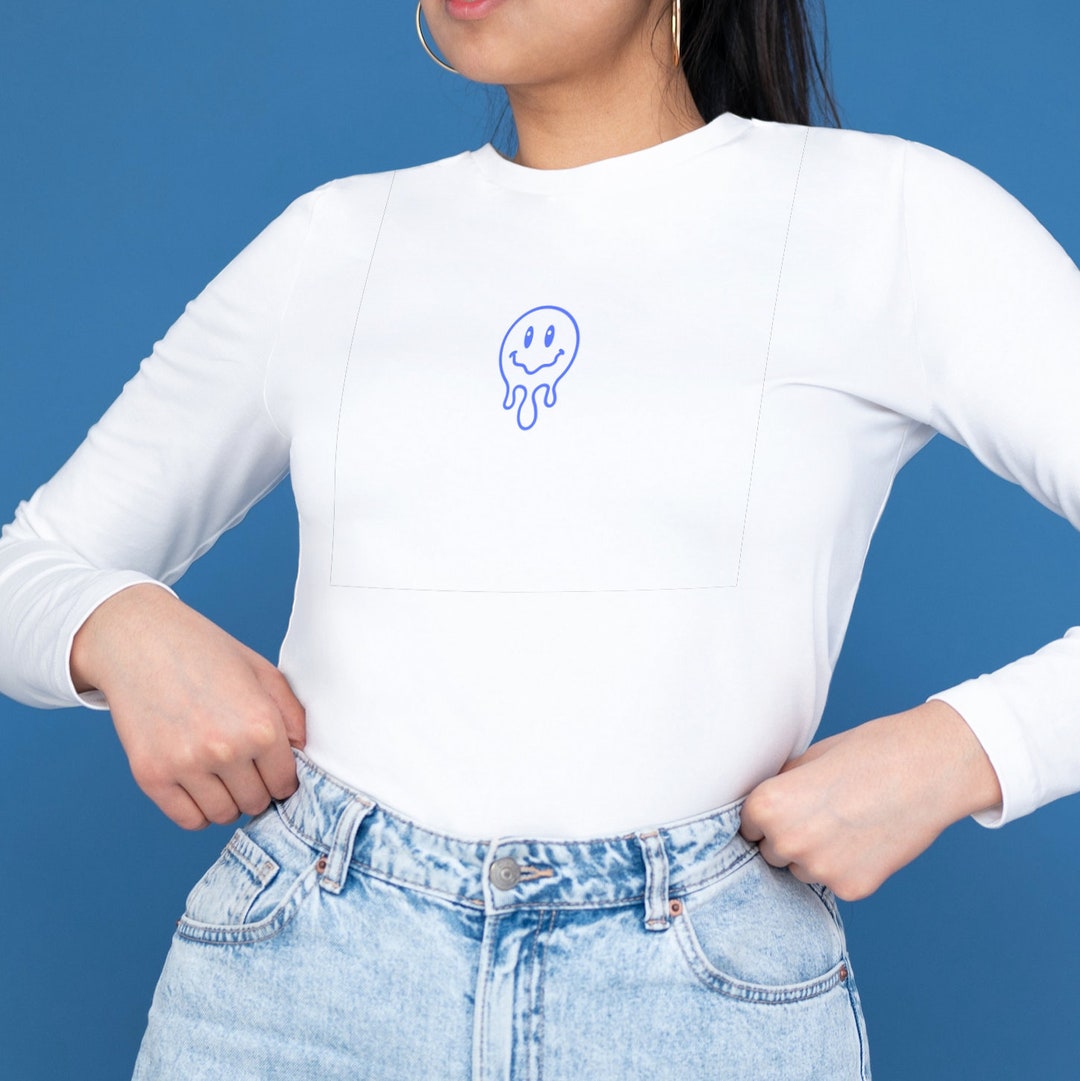 Smiley Face 'take It Easy' Back Print Long Sleeve, Trendy Womens Long ...