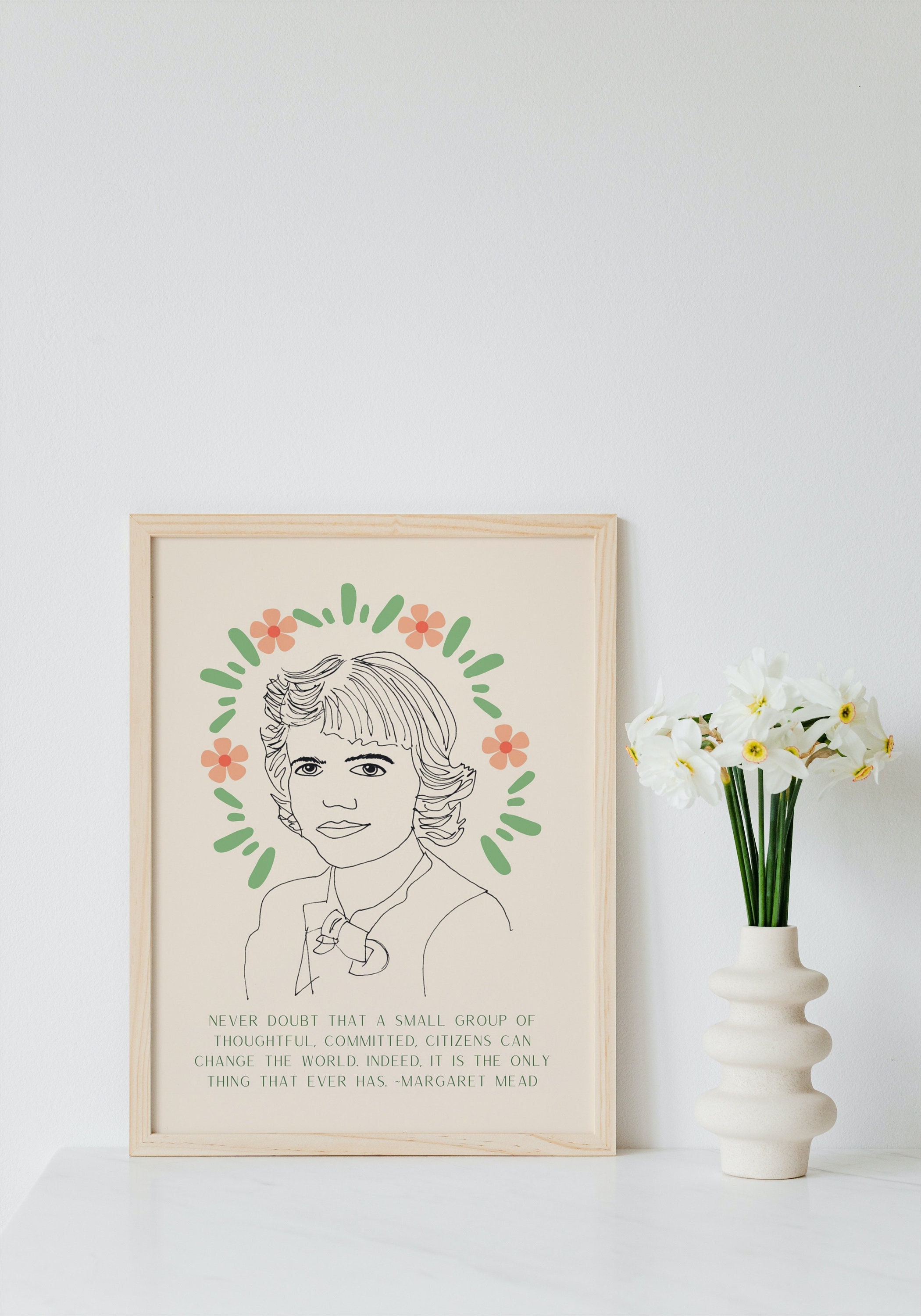 Margaret Mead Quote, Line Drawing Print, Instant Download, Wall Art ...