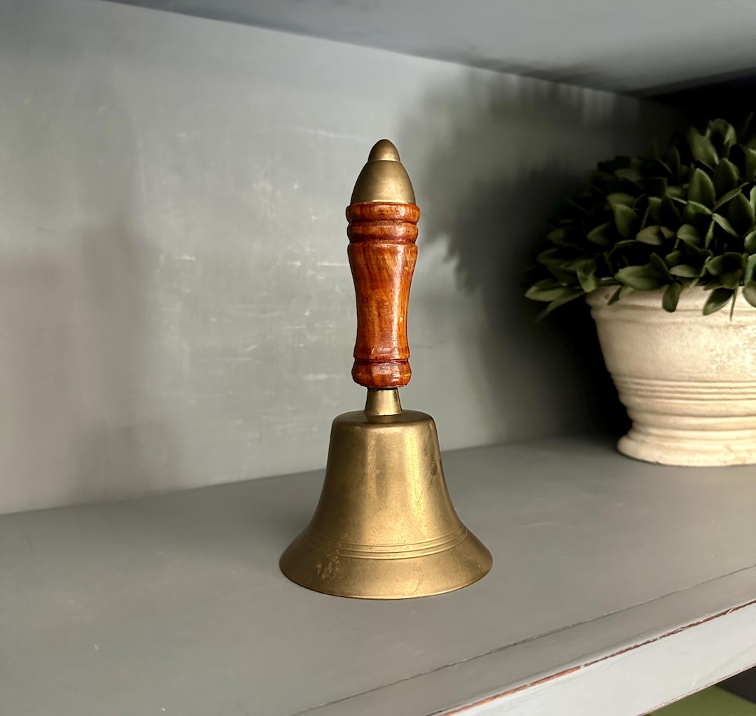 Vintage Brass Bell With Wood Handle; Collectible Brass; Collectible ...